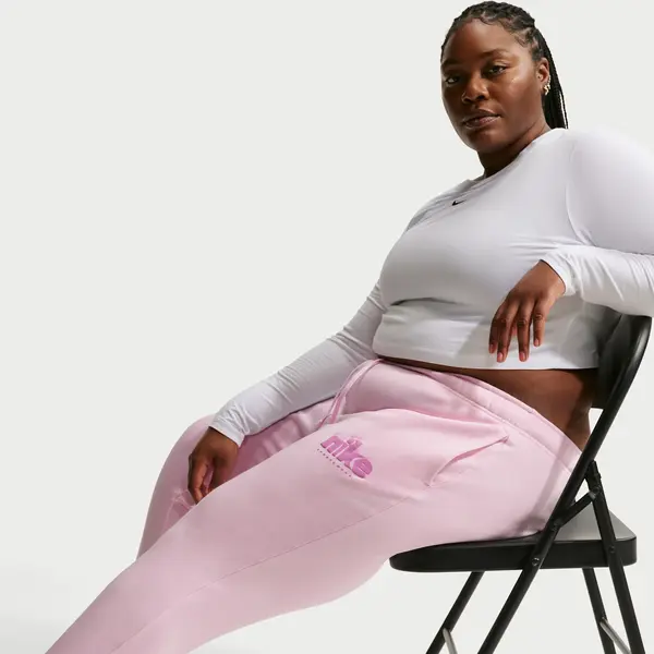 Nike Club Fleece Graphic Mid-rise Pants - Pink