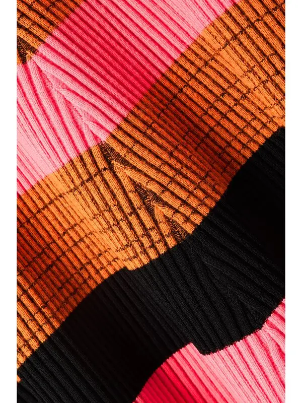 Christopher John Rogers Open-back Striped Ribbed-knit Maxi Dress