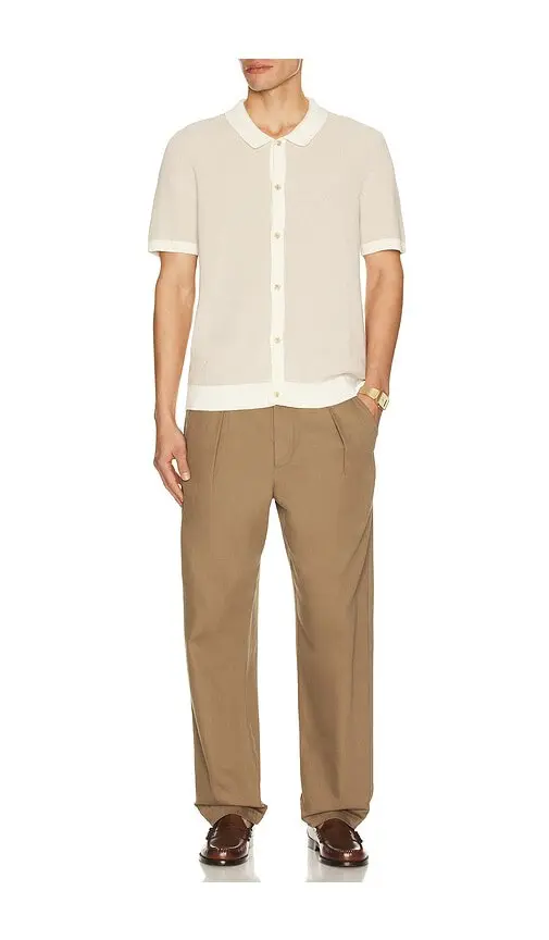 Onia Linen Button Up Sweater Shirt In . Also - Beige
