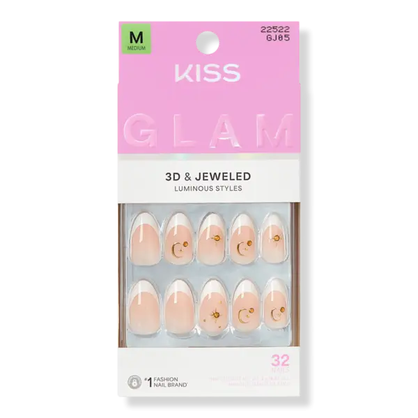 Kiss Glam Jeweled Medium Almond Press On Nails - Zephyr