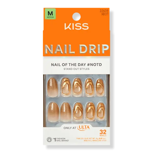 Kiss Drip Press On Nails - Golden Laughter