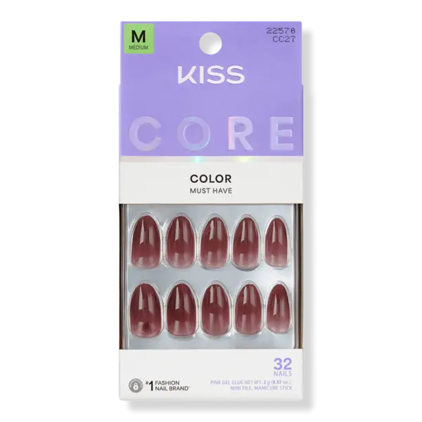 Kiss Core Color Press On Nails - Pinot Noir