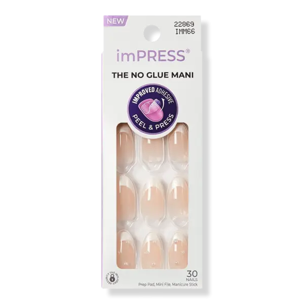 Kiss Impress French Design Medium Almond Press On Nails - Chills