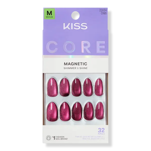 Kiss Core Magnetic Medium Almond Press On Nails - Glittering
