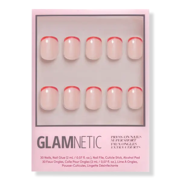 GLAMNETIC Hotline Red Press-on Nails - One-color