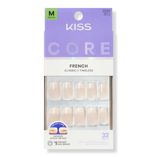Kiss Core French Medium Squoval Press On Nails - Scenario