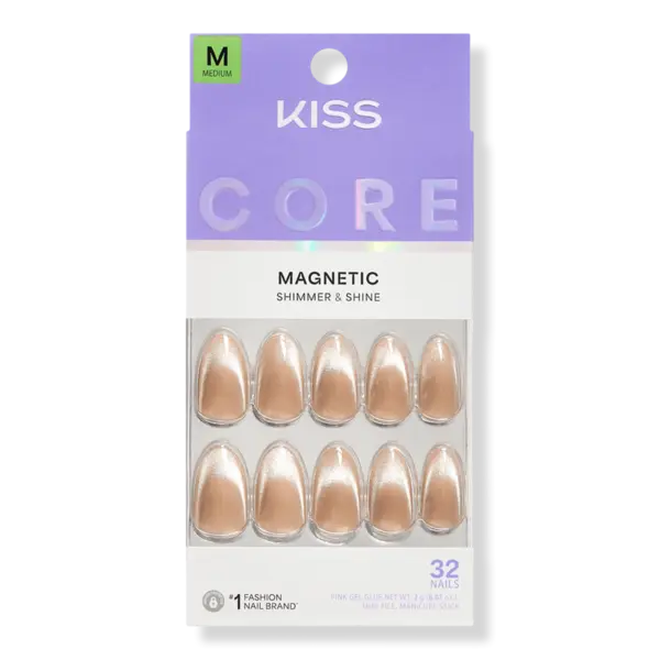 Kiss Core Magnetic Medium Almond Press On Nails - Amazon Falls