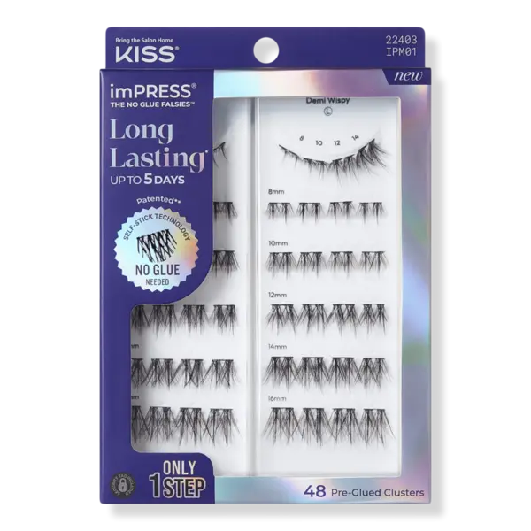 Kiss Impress Long Lasting Pre-glued Lash Clusters Kit Demi Wispy - One-color