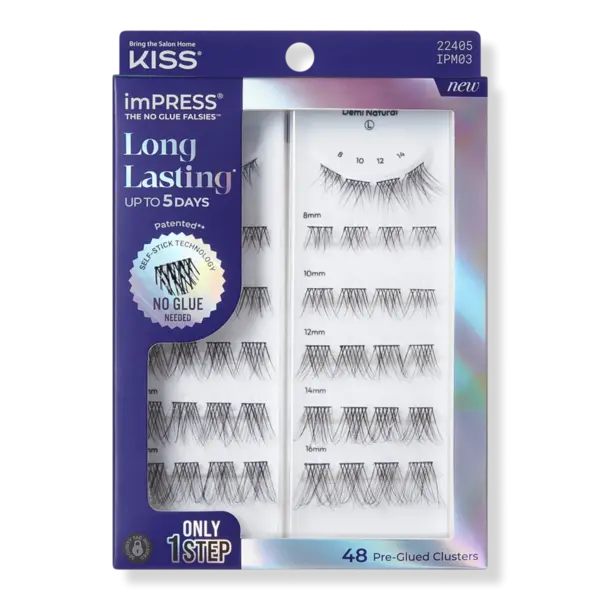 Kiss Impress Long Lasting Pre-glued Lash Clusters Kit Demi Natural - One-color