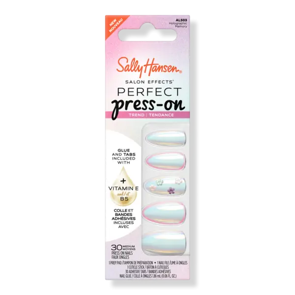 SALLY HANSEN Salon Effects Perfect Press-on Pink Nails - Holographic Memory