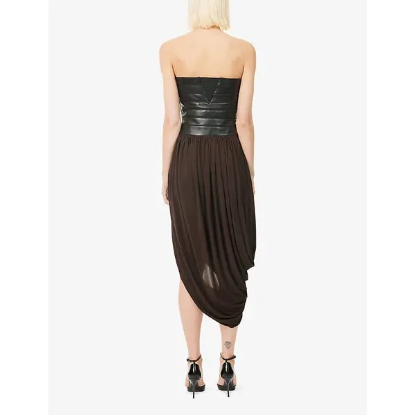 Alaïa Bustier Draped Jersey Midi Dress