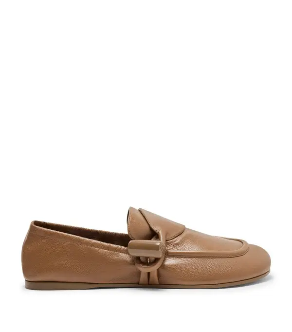 Loewe Leather Toggle Loafers - Brown
