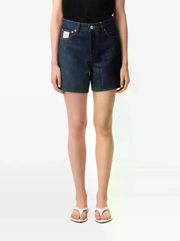 AMI Paris Cotton Heritage Label Denim Shorts