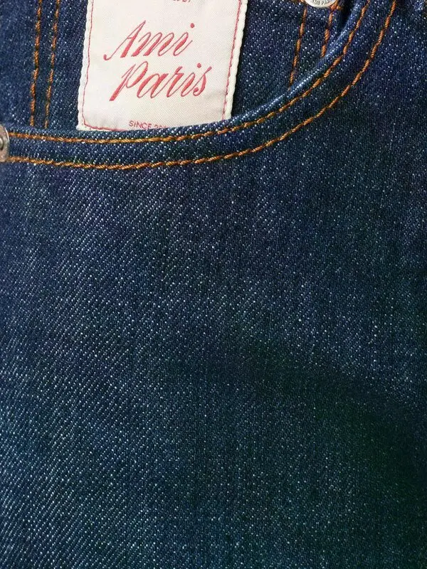AMI Paris Cotton Heritage Label Denim Shorts