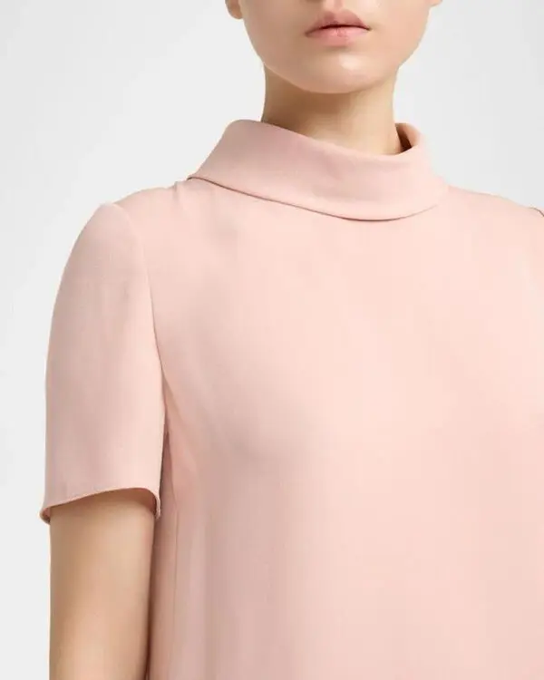 Valentino Garavani Mock-neck Silk Top - Rose