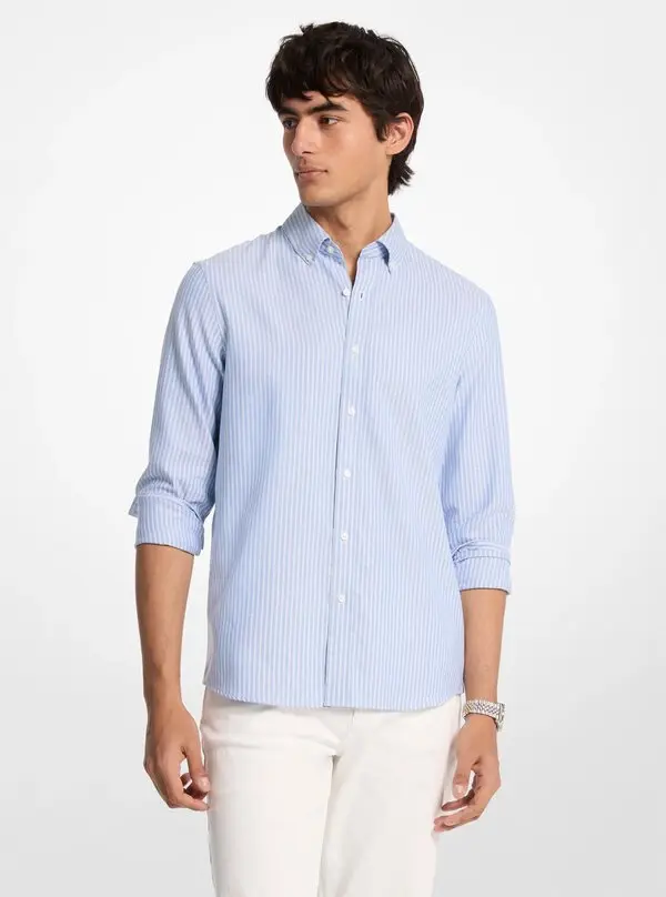 Michael Kors Classic-fit Striped Cotton Shirt - Blue