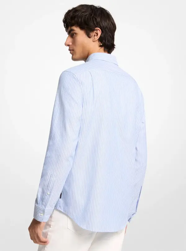 Michael Kors Classic-fit Striped Cotton Shirt - Blue