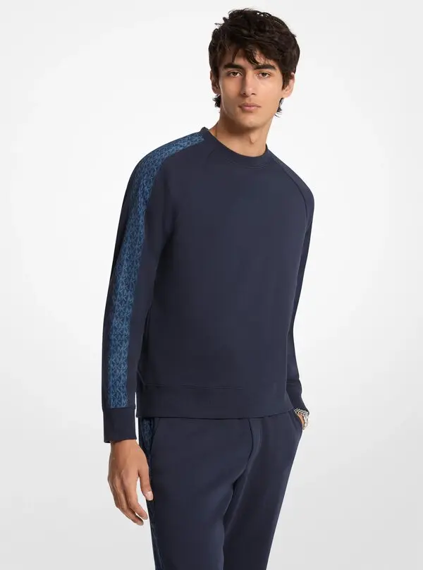 Michael Kors Cotton-blend Crewneck Pullover - Blue
