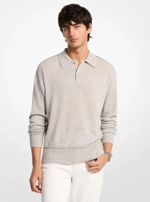 Michael Kors Merino Wool Polo Sweater - Brown