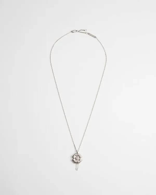 Dior Couture Charms Clover Pendant Necklace - Silver