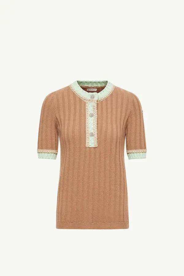 Moncler Jewel Button Wool & Cashmere Sweater - Beige