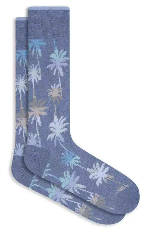 Bugatchi Palm Tree Pattern Dress Socks - Air Blue
