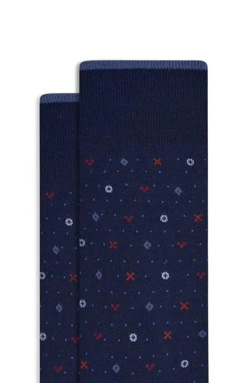 Bugatchi Patterned Mercerized Cotton Blend Dress Socks