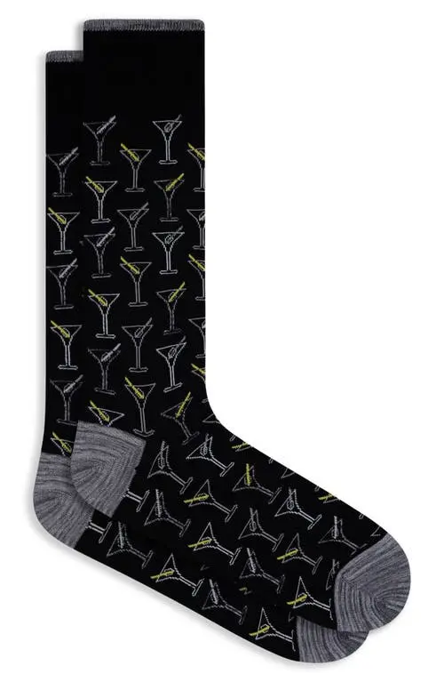 Bugatchi Martini Pattern Dress Socks - Black