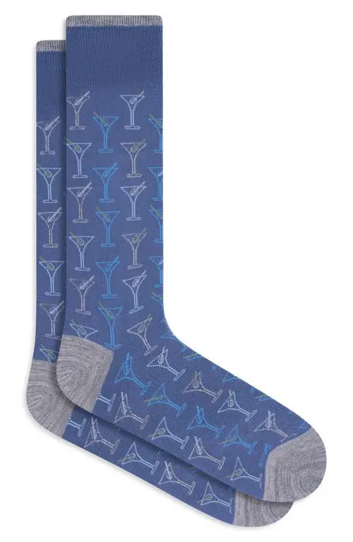 Bugatchi Martini Pattern Dress Socks - Cobalt
