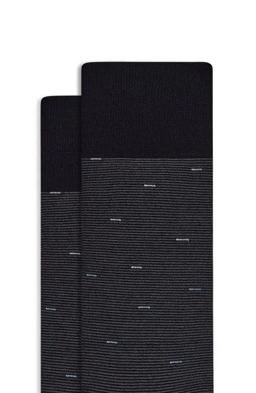 Bugatchi Stripe Mercerized Cotton Blend Dress Socks - Black
