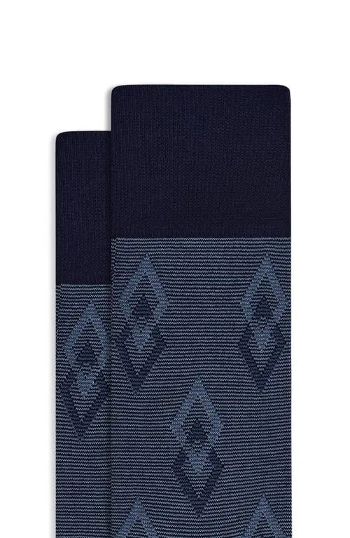Bugatchi Double Diamond Mercerized Cotton Blend Dress Socks