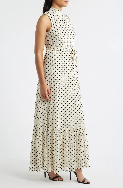Julia Jordan Polka Dot Sleeveless Gown