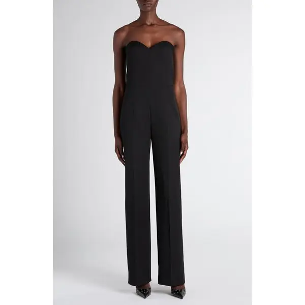 Alexander McQueen Strapless Wool Corset Jumpsuit - Black