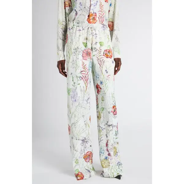 Alexander McQueen Floral Print Wide Leg Pants