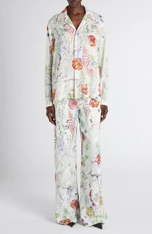 Alexander McQueen Floral Print Wide Leg Pants