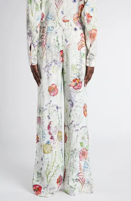 Alexander McQueen Floral Print Wide Leg Pants