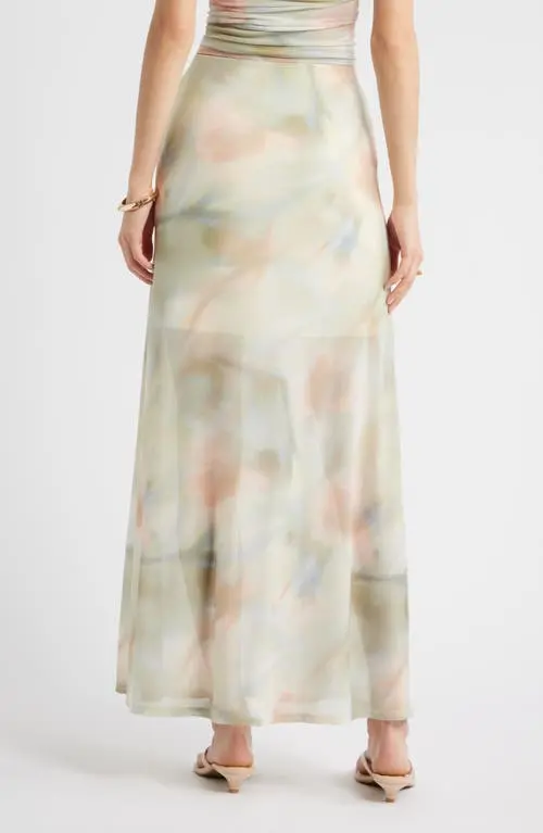 OPEN EDIT Printed Mesh Maxi Skirt