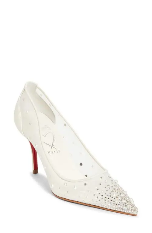 CHRISTIAN LOUBOUTIN Miss Z Degrastrass Perla Pointed Toe Pump - Version Bianco