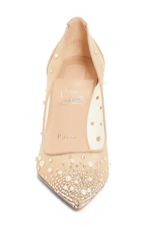 CHRISTIAN LOUBOUTIN Miss Z Degrastrass Perla Pointed Toe Pump - Version Blush
