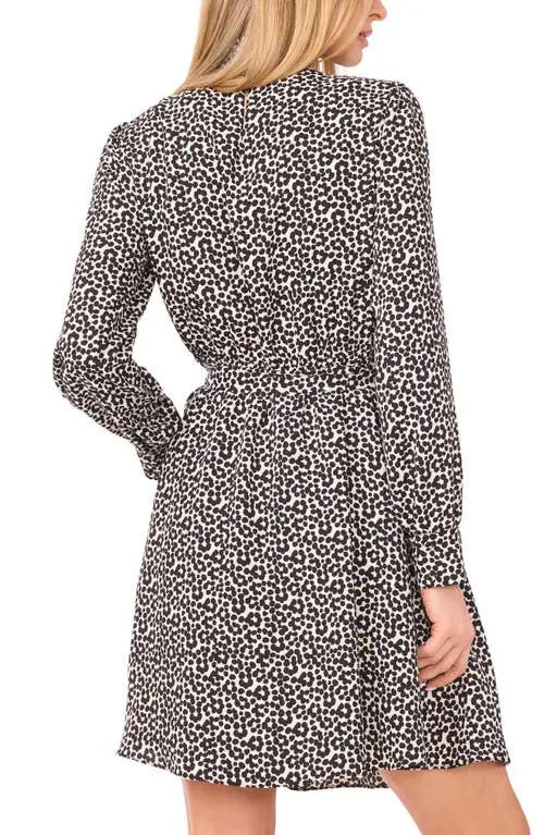 Halogen Floral Print Long Sleeve Smock Neck Dress