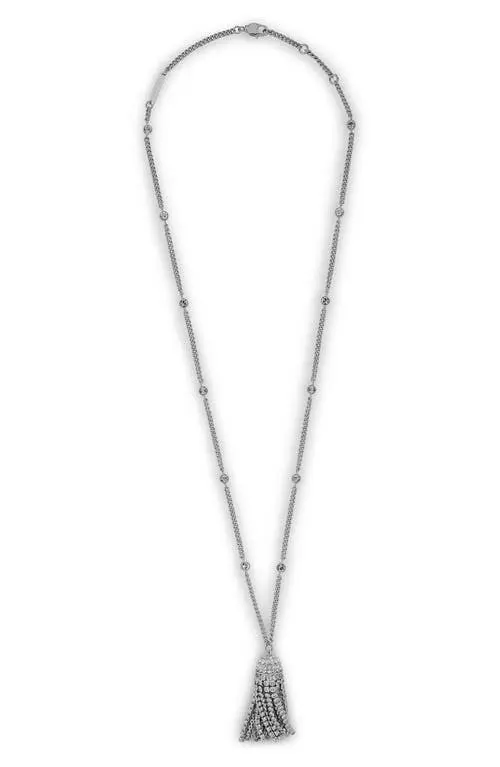 Rabanne Long Crystal Tassel Necklace - M064 Silver/crystal