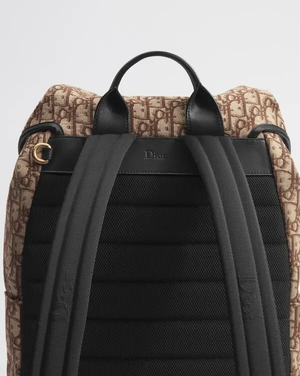 Dior Jett Backpack With Flap - Brown Dior Oblique Jacquard