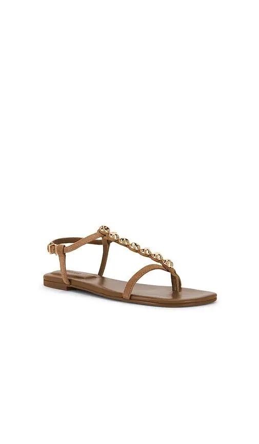 Simkhai Suede Thong Flat Sandal With Embellishment - Camel