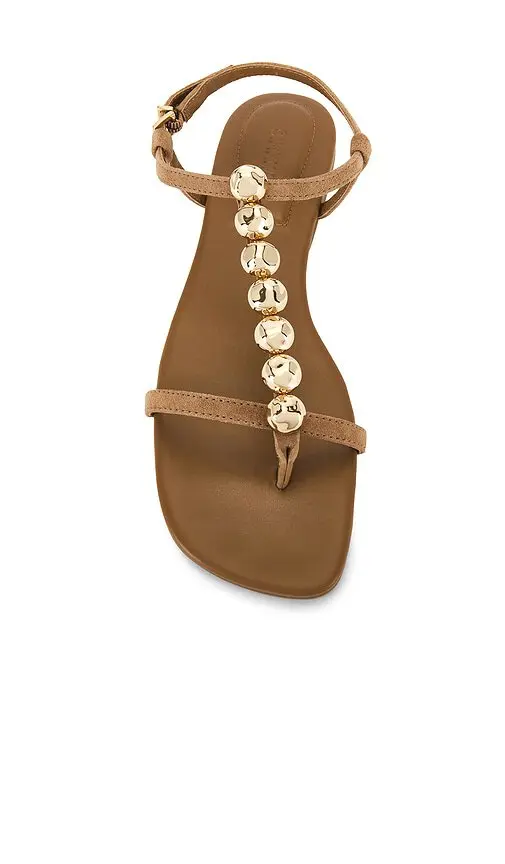 Simkhai Suede Thong Flat Sandal With Embellishment - Camel