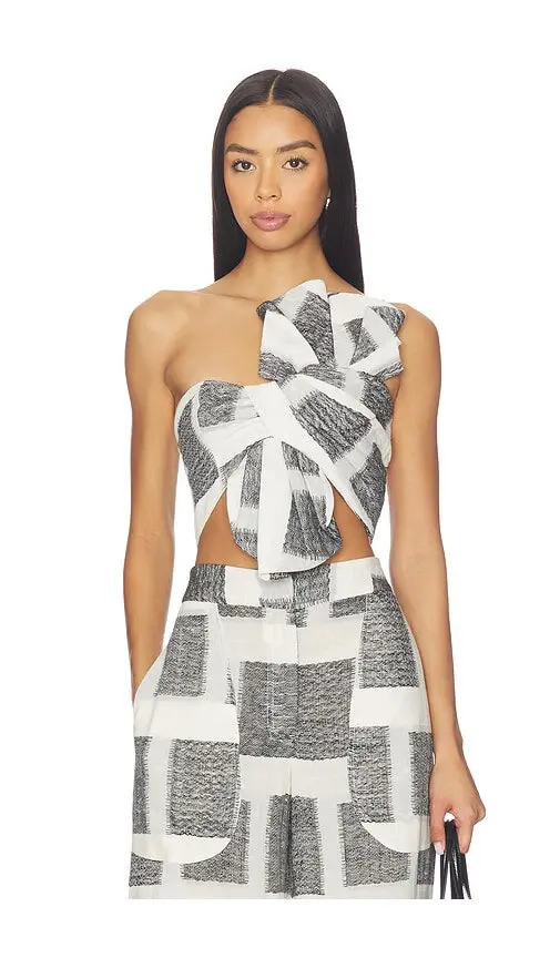 JBQ One Shoulder Cropped Top - Black Square