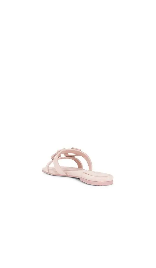 Simkhai Monogram Suede Flat Slides - Pale Pink