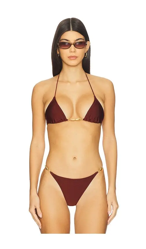 SHANI SHEMER Marlin Triangle Bikini Top - Burgundy