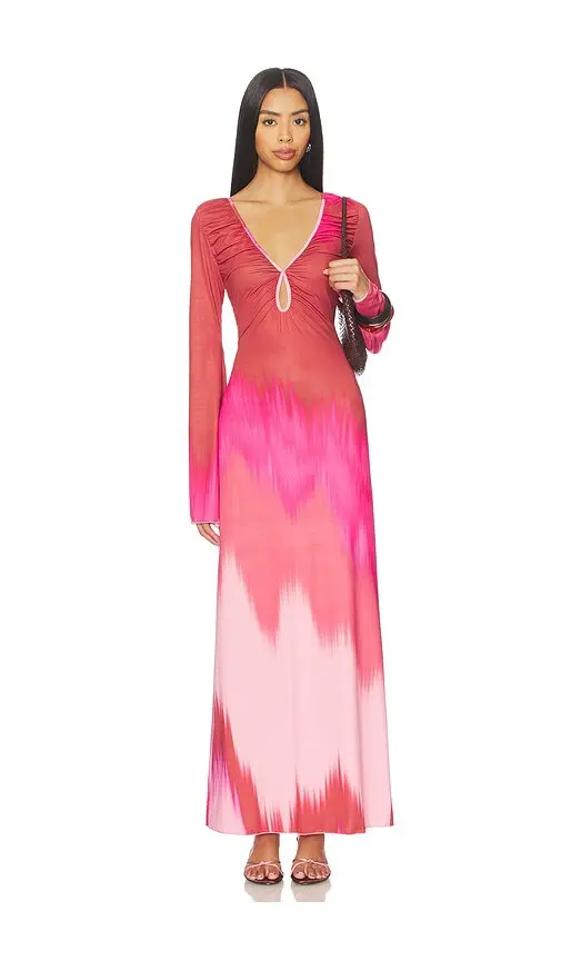 Eywasouls Malibu Diana Bell Maxi Dress - Pink Colorflow