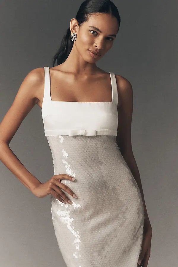 Retrofete Sequin Square-neck Column Midi Dress