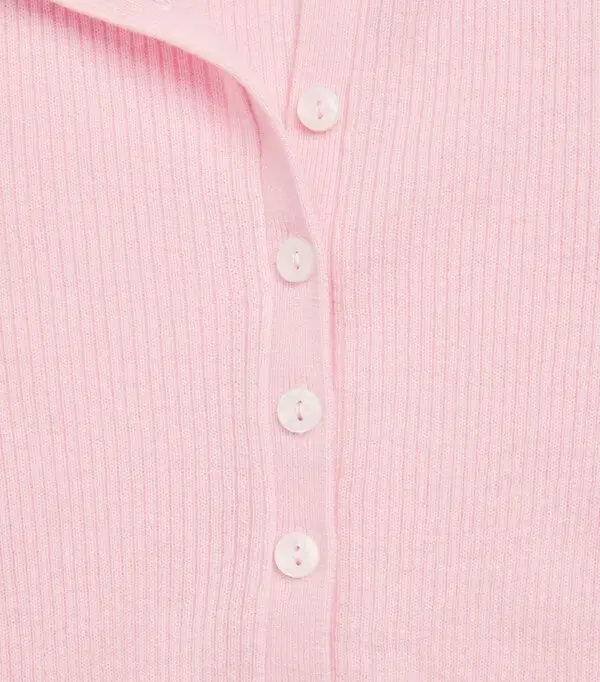Maje Wool-silk Ribbed Polo Sweater
